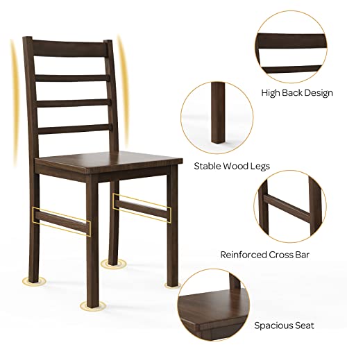 Giantex Dining Chairs Set of 4, Easy to Assemble, Farmhouse Style, Sturdy Wooden Traditional Kitchen Dining Room Chairs, Walnut
