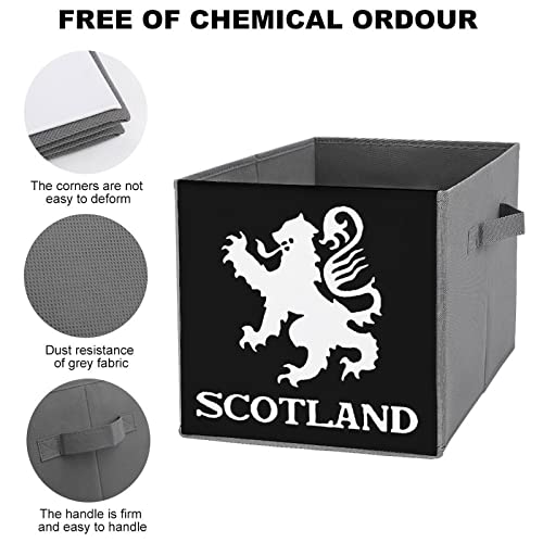 Lion Rampant Scotland Scottish Canvas Collapsible Storage Bins Cube Organizer Baskets with Handles for Home Office Car