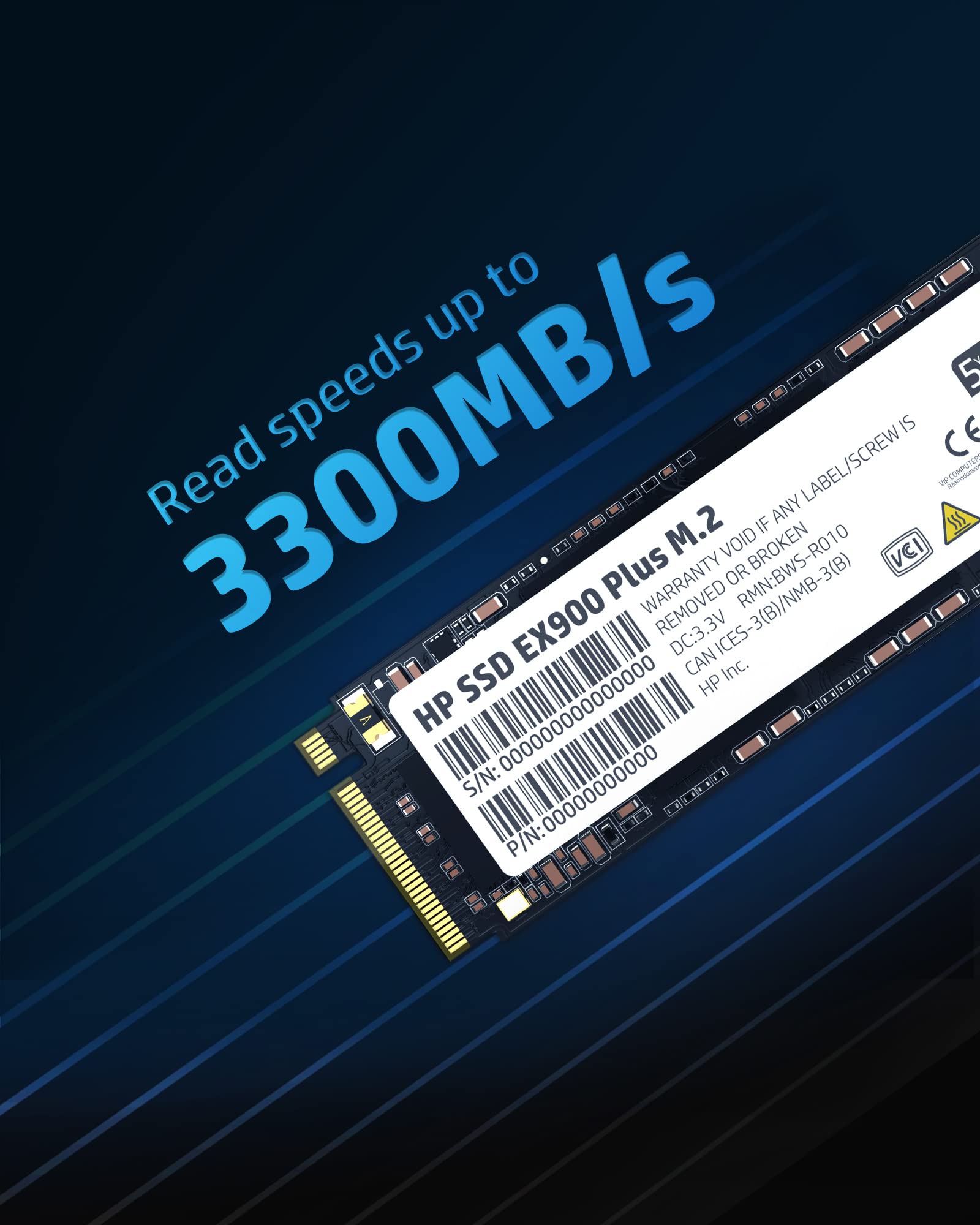 HP EX900 Plus 512GB NVMe PCIe M.2 Interface SSD, GEN 3 x 4, 8 Gb/s, 2280 3D NAND PC Internal Solid State Hard Drive Up to 3200 MB/s - 35M33AA#ABA