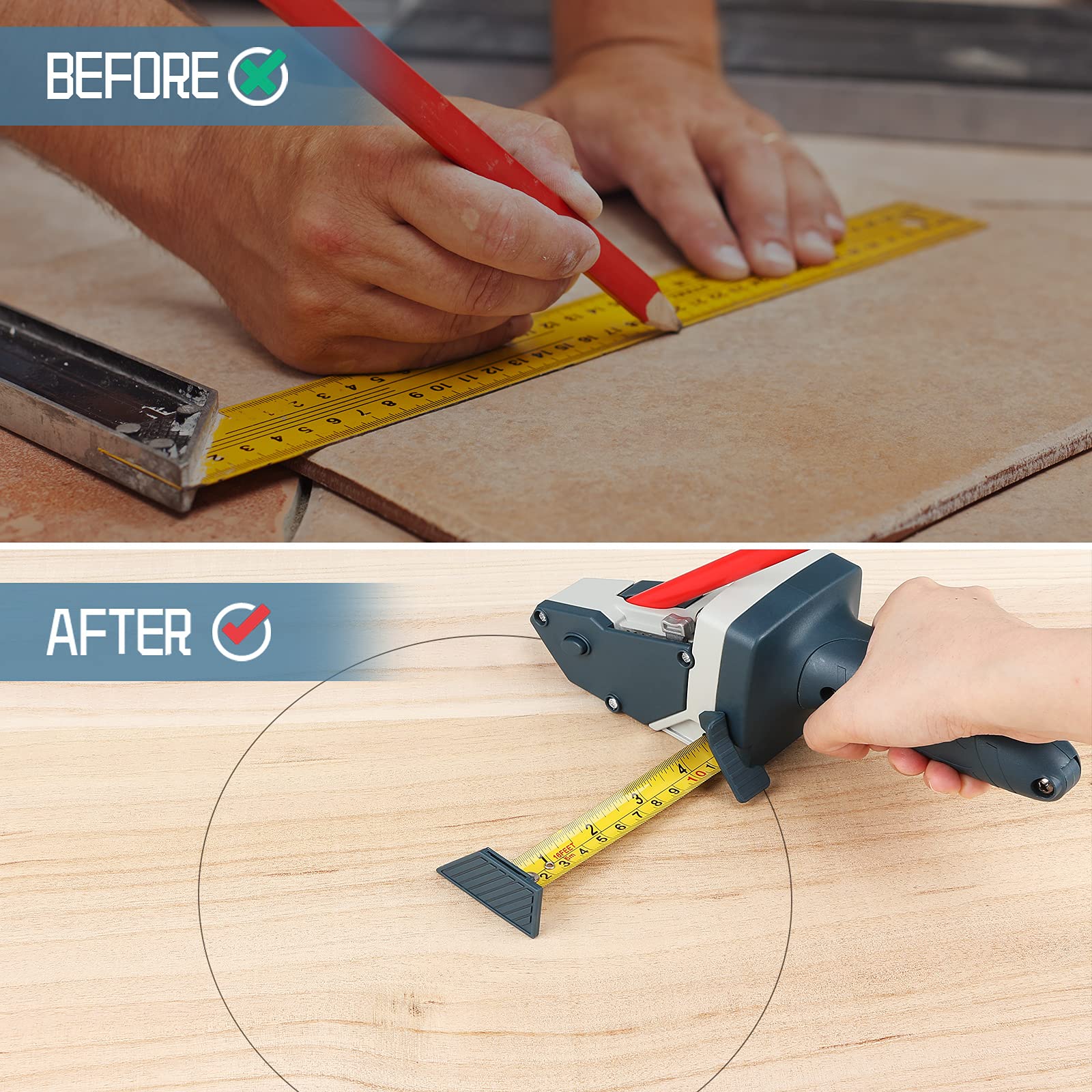 Gypsum Board Cutting Tool Multifunctional Woodworking Panel Cutter with Tape Measure kt Board Cutting Tool Kit Includes 1 Gypsum Board Cutter, 1 Pencil and 5 Blades