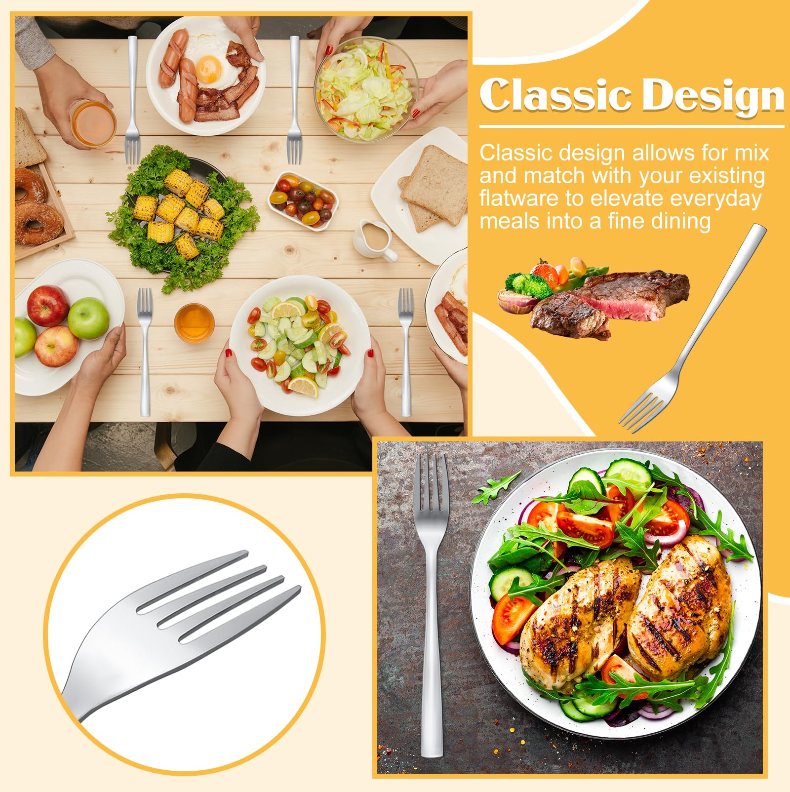 Minatee 100 Pieces Dinner Forks Bulk Set 6.9 Inches Stainless Steel Metal Forks Silverware Flatware Fork Salad Forks Table Fork Mirror Polished for Home Kitchen Restaurant Eating Silverware Utensils