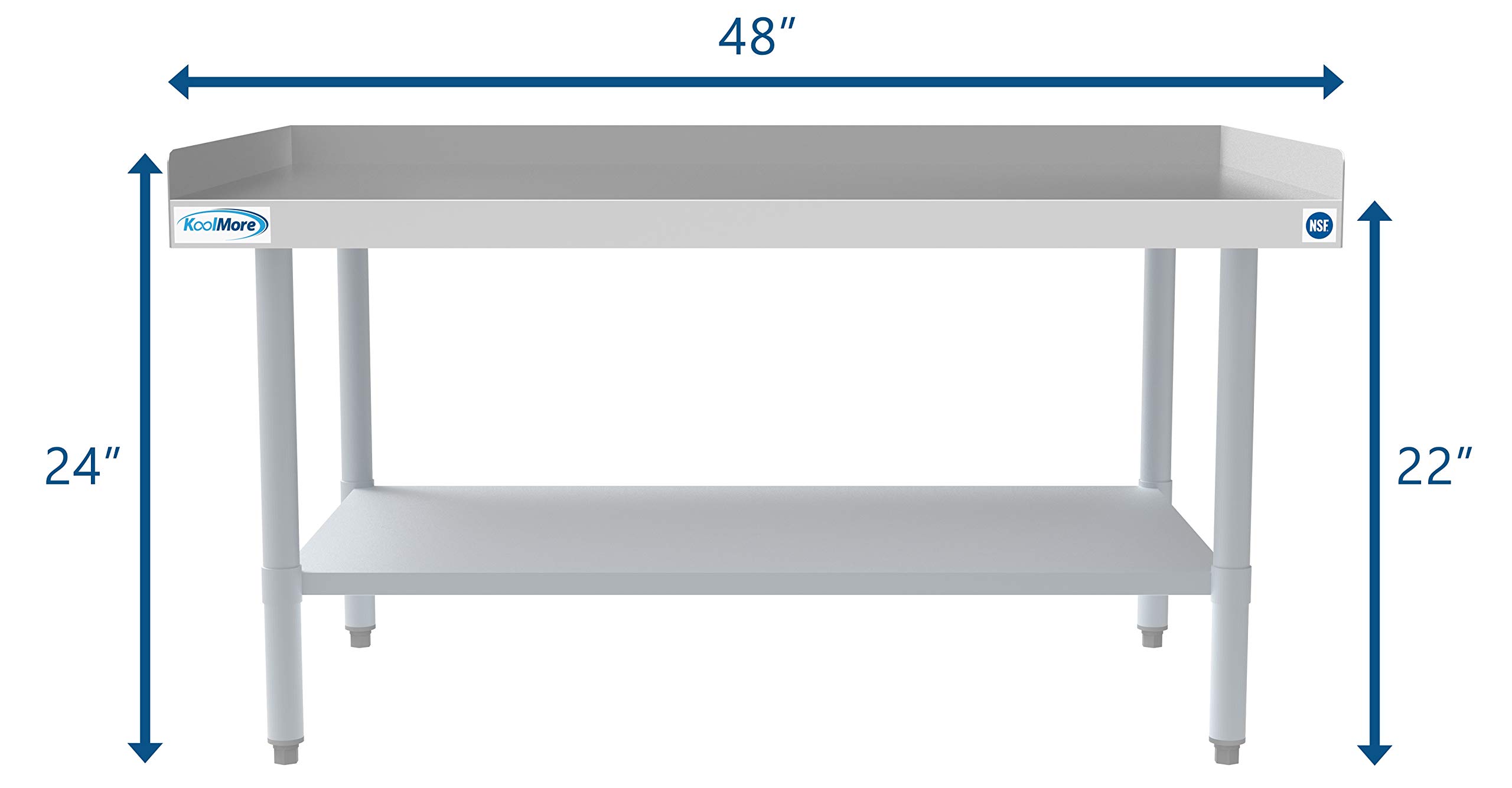 KoolMore EQT-163048 16 Gauge Stainless Steel Commercial Equipment Stand - 30 x 48 Heavy Duty Griddle Stand with Undershelf