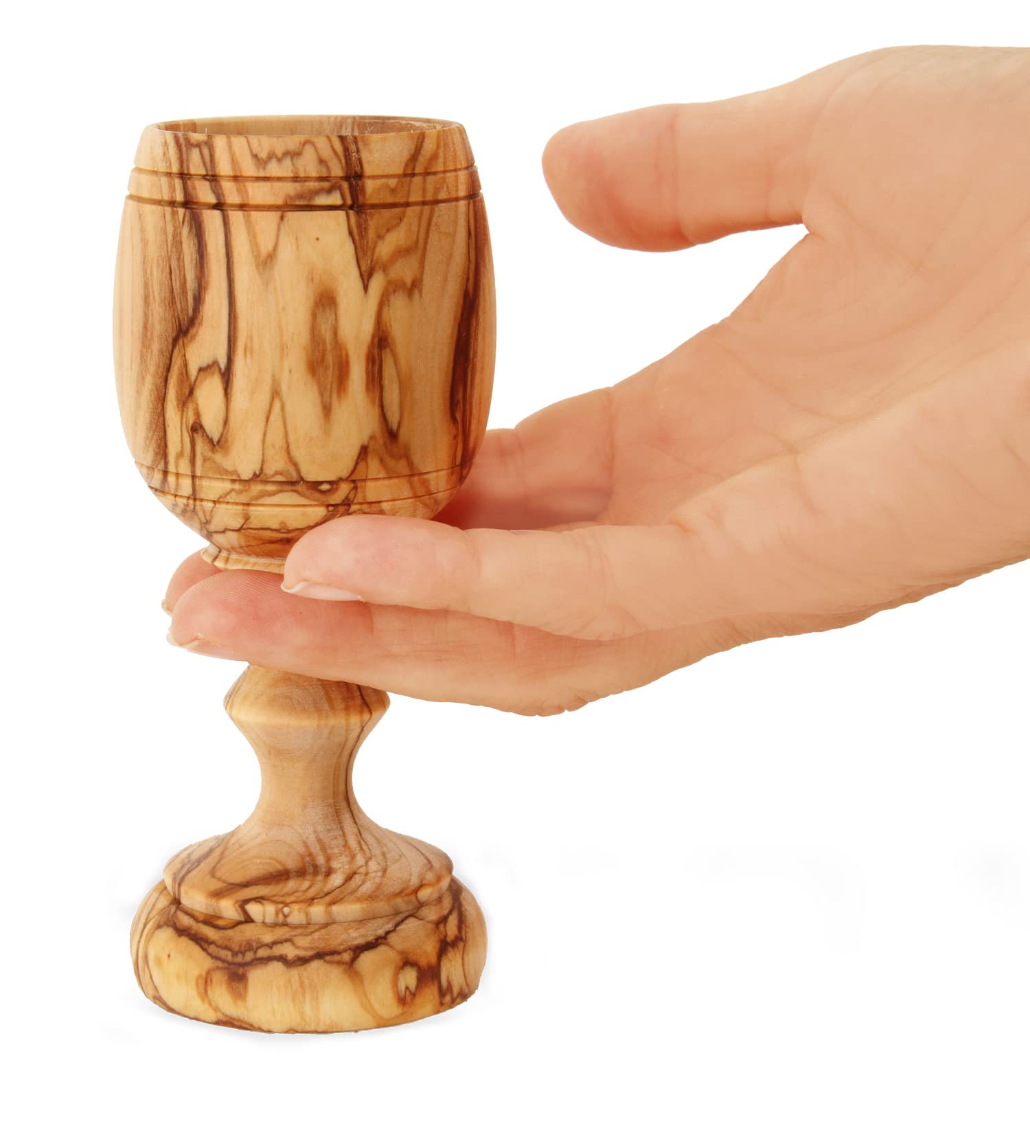 Communion Cups, Goblet, Chalice - the Lord's Supper - Wooden Bread Tray with Handmade Olive Wood Kiddush Cup also for Eucharist of the Holy Communion in Christian Congregations in Gift Bag.