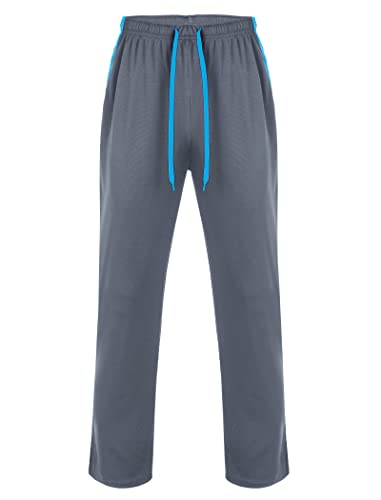 Deyeek Men's Open Bottom Sweatpants Loose Fit Yoga Pants with Pockets Lounge Straight Leg Joggers Sweatpants Grey2 M