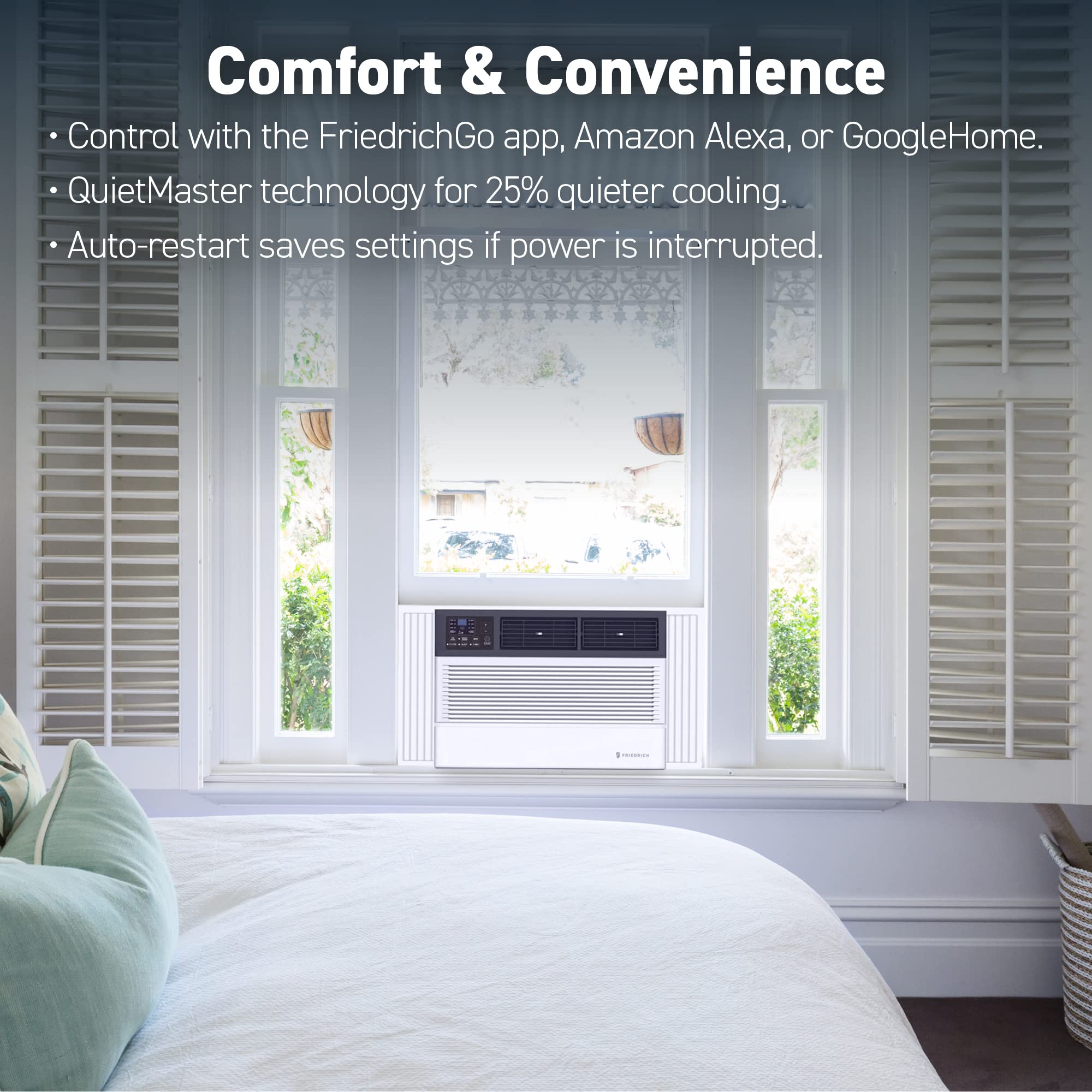 Friedrich CCW15B10B Chill Premier Smart Air Conditioner Wall & Window Unit, WiFi Mobile Control, White, Cooling Capacity (15,000 BTU)