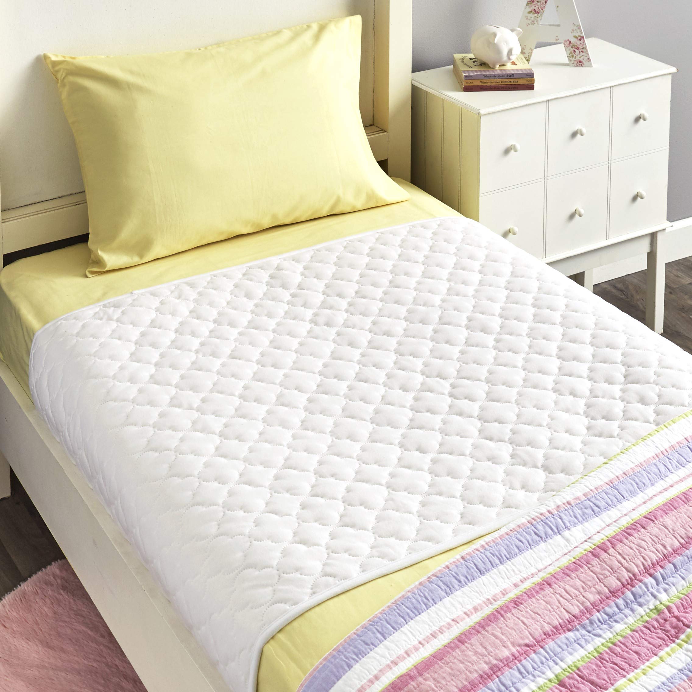 Large Mattress Protector - Bed Pee Pad for Kids, Incontinence - White 36x58"