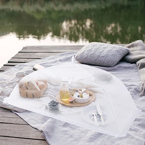ZMCINER 7 Pack Food Tents Food Covers for Outdoors Mesh Screen Include 1 Extra Large (40"X 24") & 6 Standard (17"X 17") Collapsible and Reusable Mesh Food Covers for Outside, BBQ Party Supplies, Fruit Cover