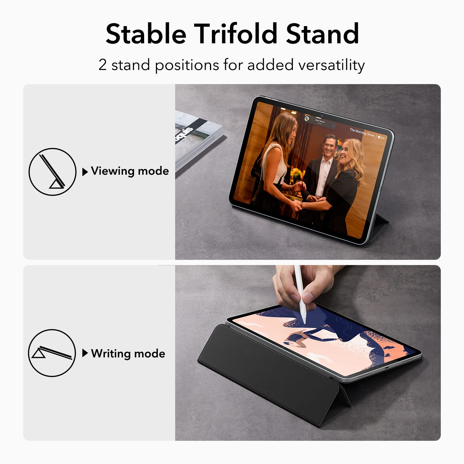 ESR for iPad 10th Generation Case, iPad 10th Folio Case (2022, 10.9 Inch), Convenient Magnetic Attachment, Two-Way Trifold Stand, Lightweight Protection, Rebound Series, Black