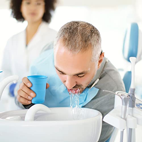 JMU 50Pcs Small Plastic Dental Cups 5 oz Blue Plastic Cups Disposable Drinking Cups, Rinse Cups, Bathroom Cups, Party Cups