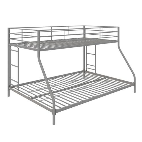 DHP Junior Small Space Bunk Bed for Kids, Twin/Full, Silver