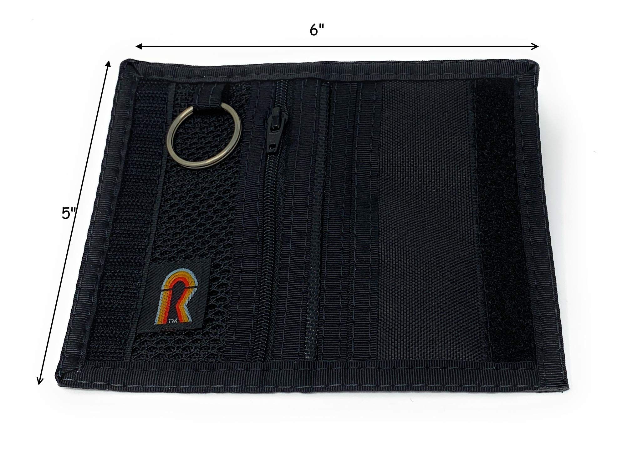 Rainbow of California Minimalist Front Pocket Slim ID Wallet/Inside Keyring Lanyard Attachable / 76PL-V1 (Black)