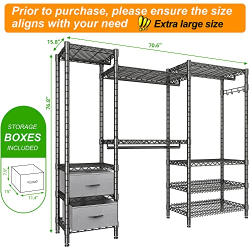 KnnJe Garment Rack Heavy Duty Clothes Rack Clothes Racks for Hanging Clothes, S8 + S7