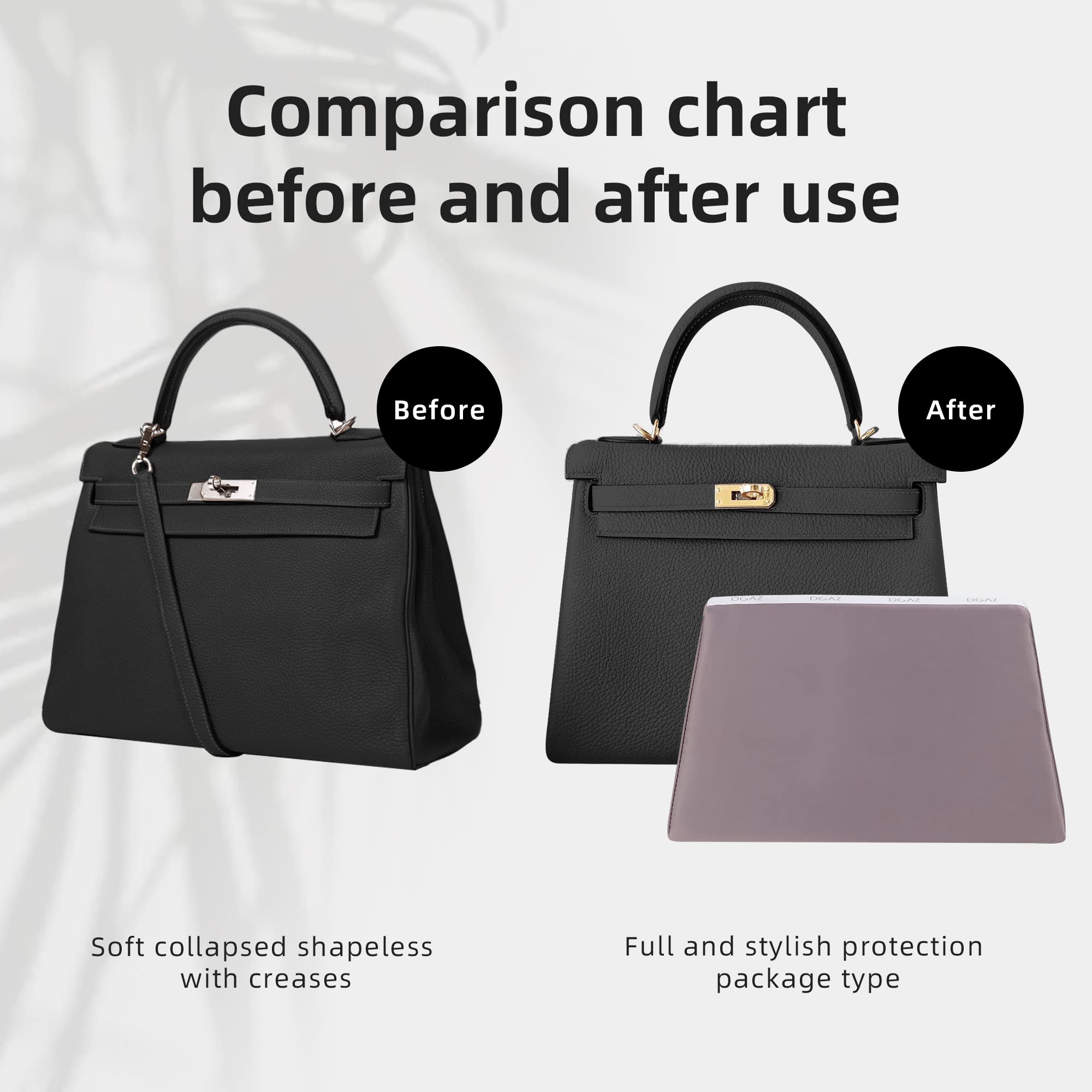 DGAZ Purse Pillow Insert for Luxury Handbags, Memory Foam, Silky Pillow Shaper for Kelly 25/28/32/35 Bags(Konjac purple, KL25)