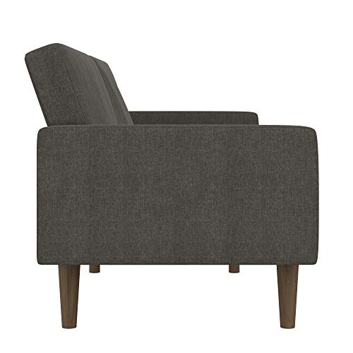 DHP Paxson Futon with USB Port, Convertible Sofa Bed, Dark Gray