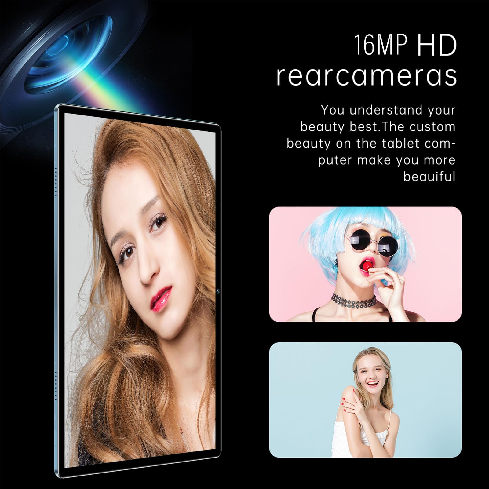 DAUZ 2 in 1 Tablet, Blue 8GB 256GB Memory Aluminium Alloy Business Tablet for Family (US Plug)
