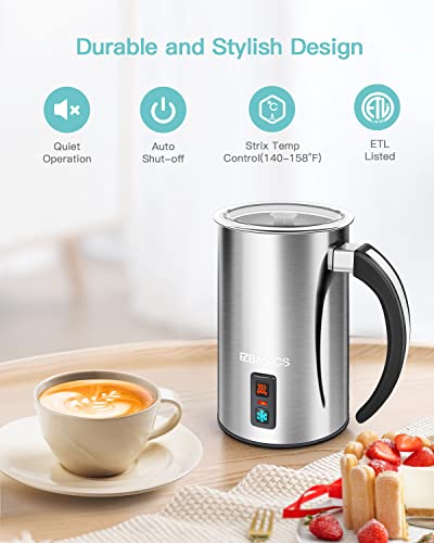 EZBASICS 236ml Stainless Steel Electric Milk Frother for Frothing and Heating Milk