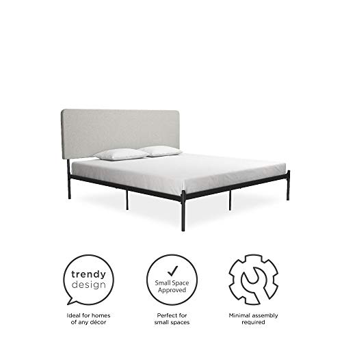 DHP Tahani Mixed Material, King, Black/Gray Linen Bed
