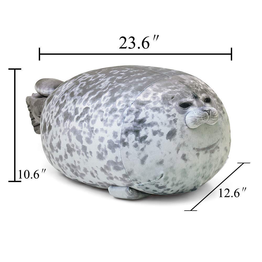 Rainlin Chubby Blob Seal Stuffed Cotton Plush Animal Toy Cute Ocean (A-Gray, Large(23.6 in))