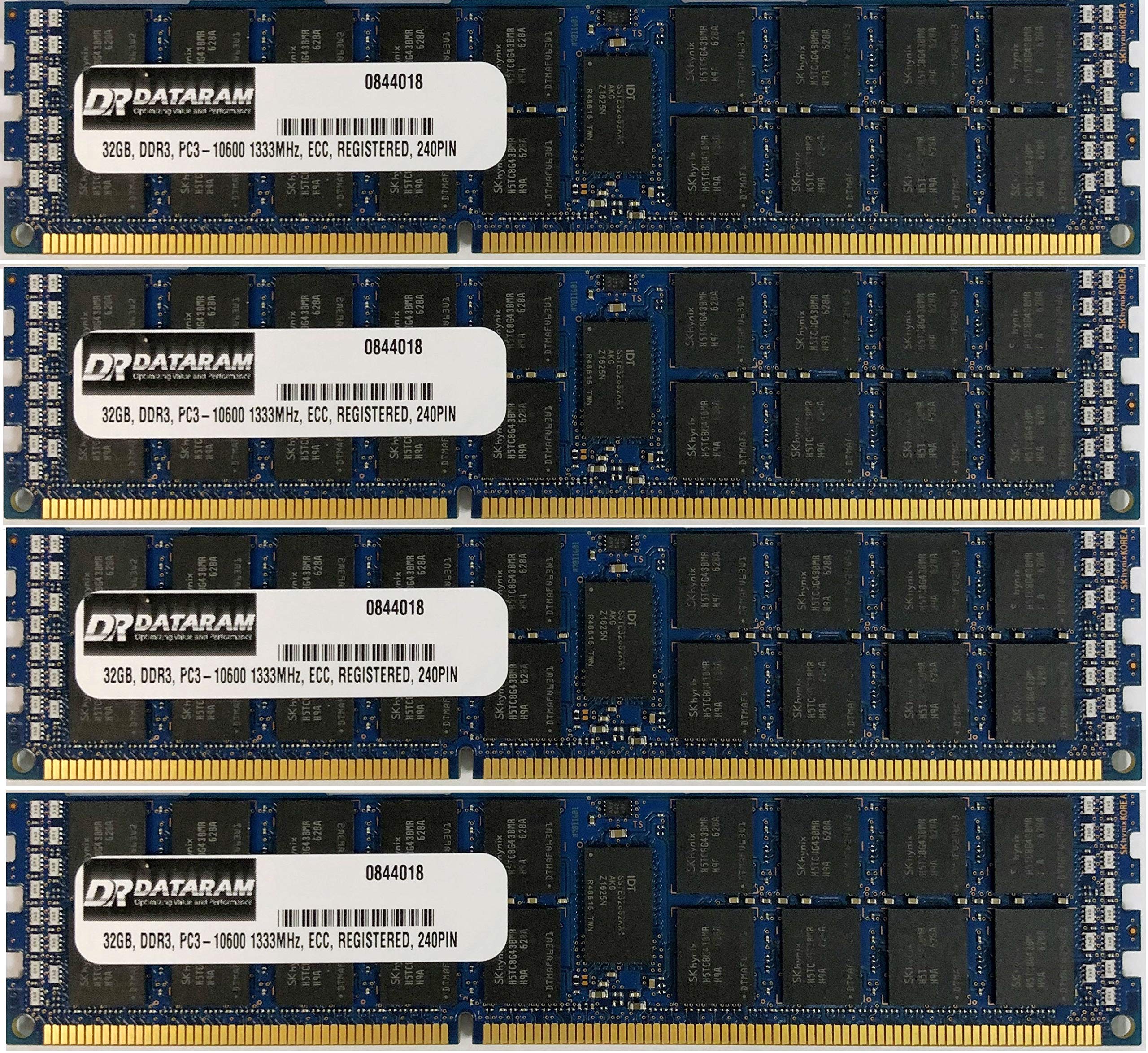 DATARAM 128GB (4 X 32GB) DDR3 PC3-10600 1333MHz ECC Memory Ram Upgrade Kit for The 2013 Mac Pro 6,1