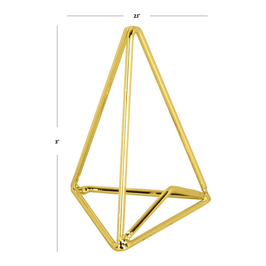 Koyal Wholesale Modern Metal Geometric Triangle Wedding Place Card Holders, Set of 12 Gold Table Number Holders