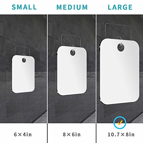 Shatterproof Shower Mirror Fogless for Shaving(2 Pack,Larger 10.7x8 inch)43% Than Original,Unbreakable Deluxe Plexiglass Makeup Mirror,Largest Bathroom Wall Hanging,Portable Handheld Camping,Silver