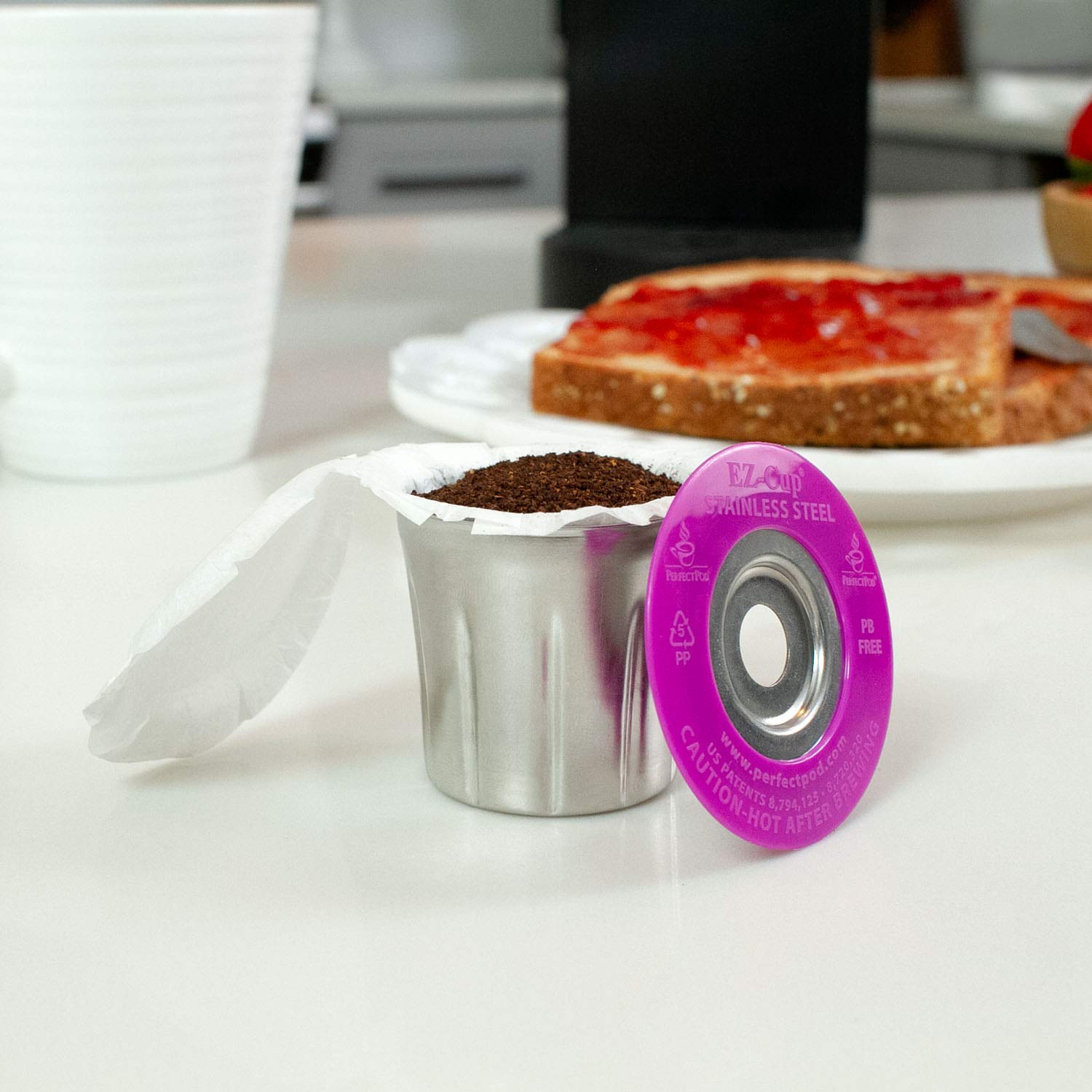 EZ-Cup Stainless Steel Reusable K Cup Coffee Pod for Keurig + 25 Disposable Paper Filters - Refillable Capsule Compatible with Keurig 1.0 2.0 K-Slim K-Mini Plus K-Duo K-Series & Other Select Models