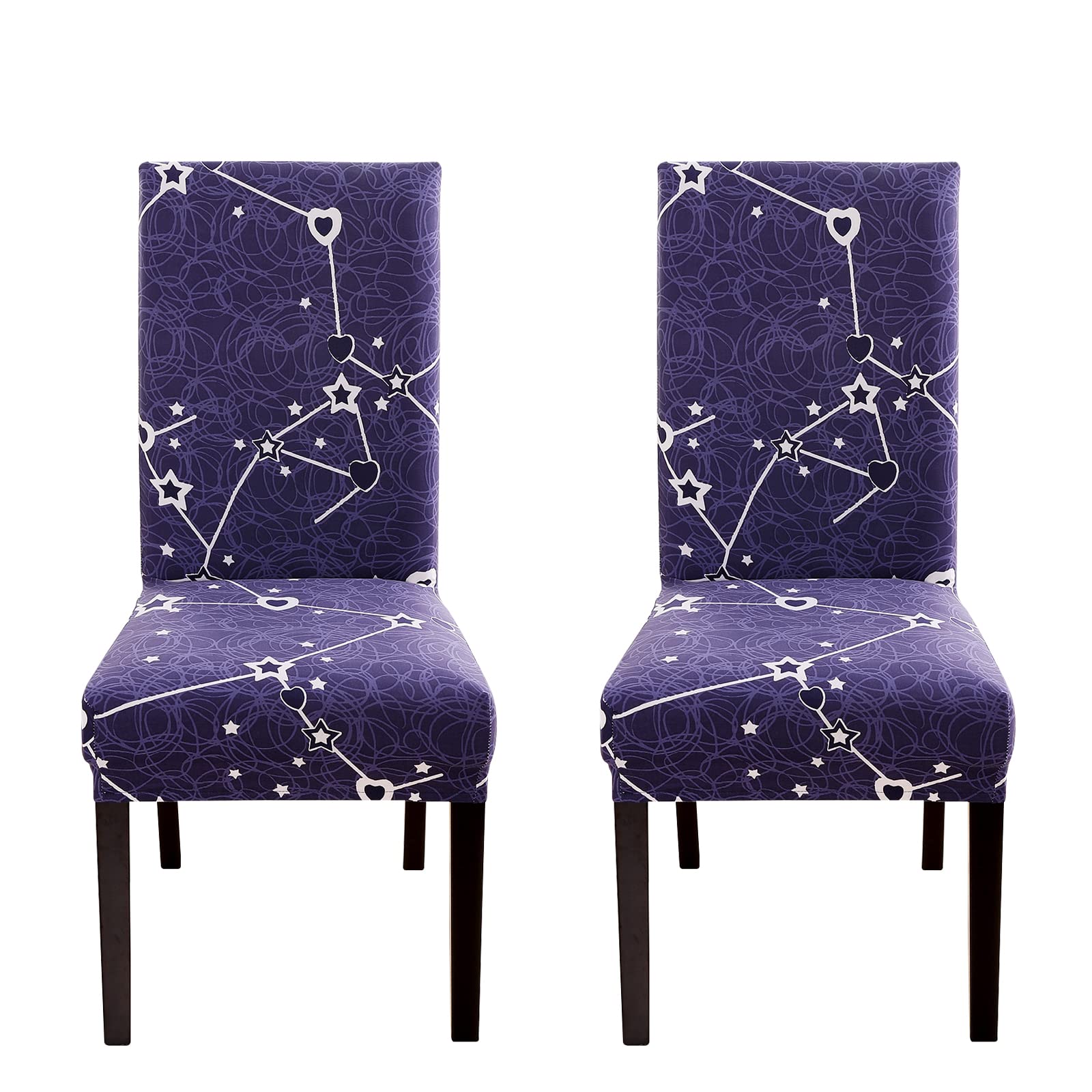 Dining Room Chair Covers, Elastic Removable and Washable Anti-Dust Chair Covers for Dining Room 6 Pack/Home Decoration Dining Chair Cover for Restaurant, Hotel, Universal Size (6, Constellation)