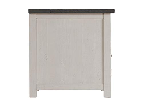 Martin Svensson Home Monterey Chairside Table - White with Grey Top - Coastal Multi-Use Table with Built-in Outlets and Drawers for Bedroom or Living Room