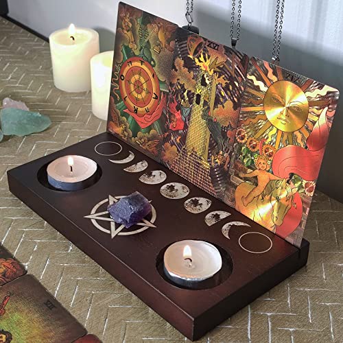 Tarot Card Holder Stand for the 3-Card Reading Tarot Card Stand Display Daily Oracle Card Stand Altar & Witchcraft Supplies Moon Phase Altar Decor Witchy Gifts for Tarot Lovers Tarot Beginners.