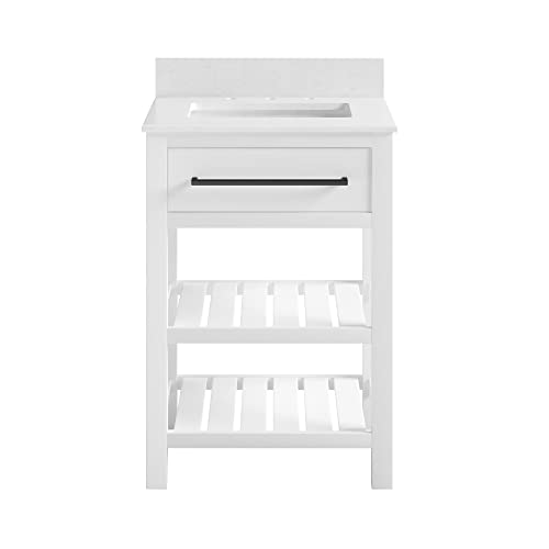DHP Camden 24” Bathroom Vanity, White with Black Towel Rack