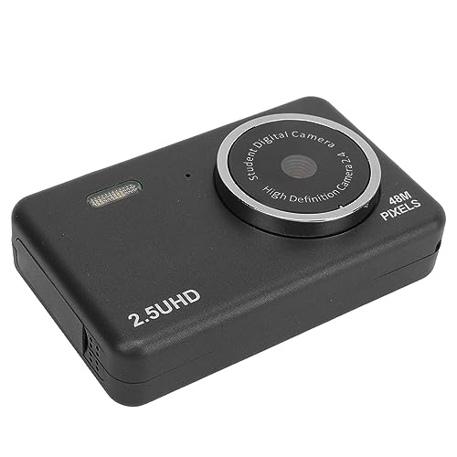 Compact Cute Dual Lens Digital Camera 2.5K HD Selfie Camera with 8 Times Zoom, Automatic Light Sensitivity, Perfect for Students (Black)