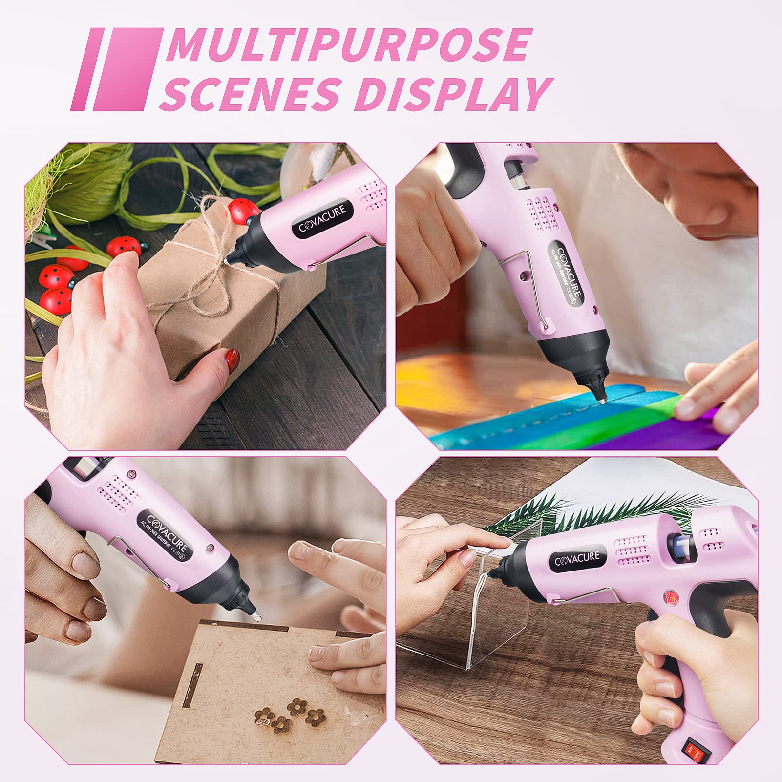 COVACURE Hot Glue Gun 60W/100W with 20 PCS Full Size Glue Sticks - Fast Preheating & Drip Proof Glue Gun Kit for Adults & Kids, Ideal for Arts, Craft, DIY, Decorations, Fast Repairs