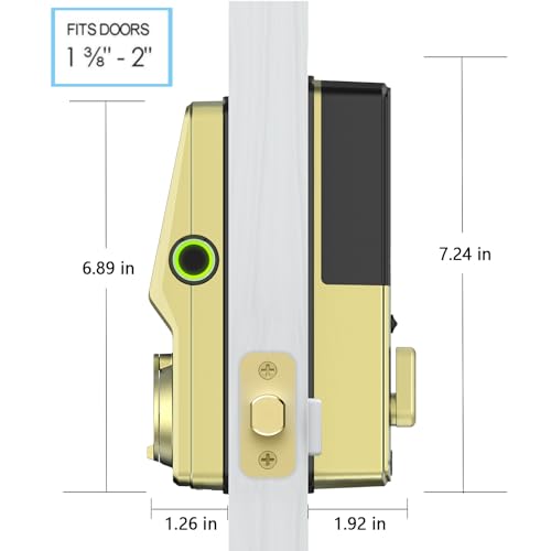 Lockly Secure Pro Smart Lock - Keyless Entry Deadbolt, Fingerprint Sensor, App Control, Key, Voice Control, Auto Lock PGD728WMG- Brushed Gold (Wi-Fi Hub Included)