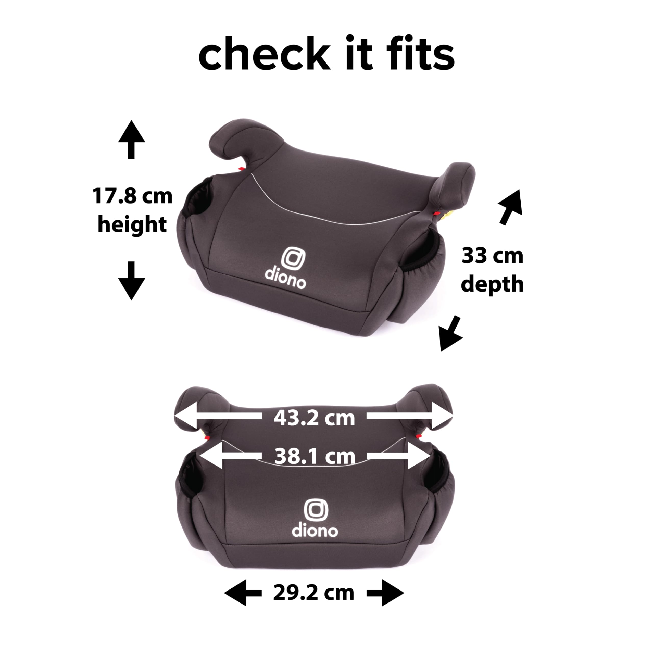 Diono Solana 2022, No Latch, Pack of 2 Backless Booster Car Seats, Lightweight, Machine Washable Covers, Cup Holders, Black