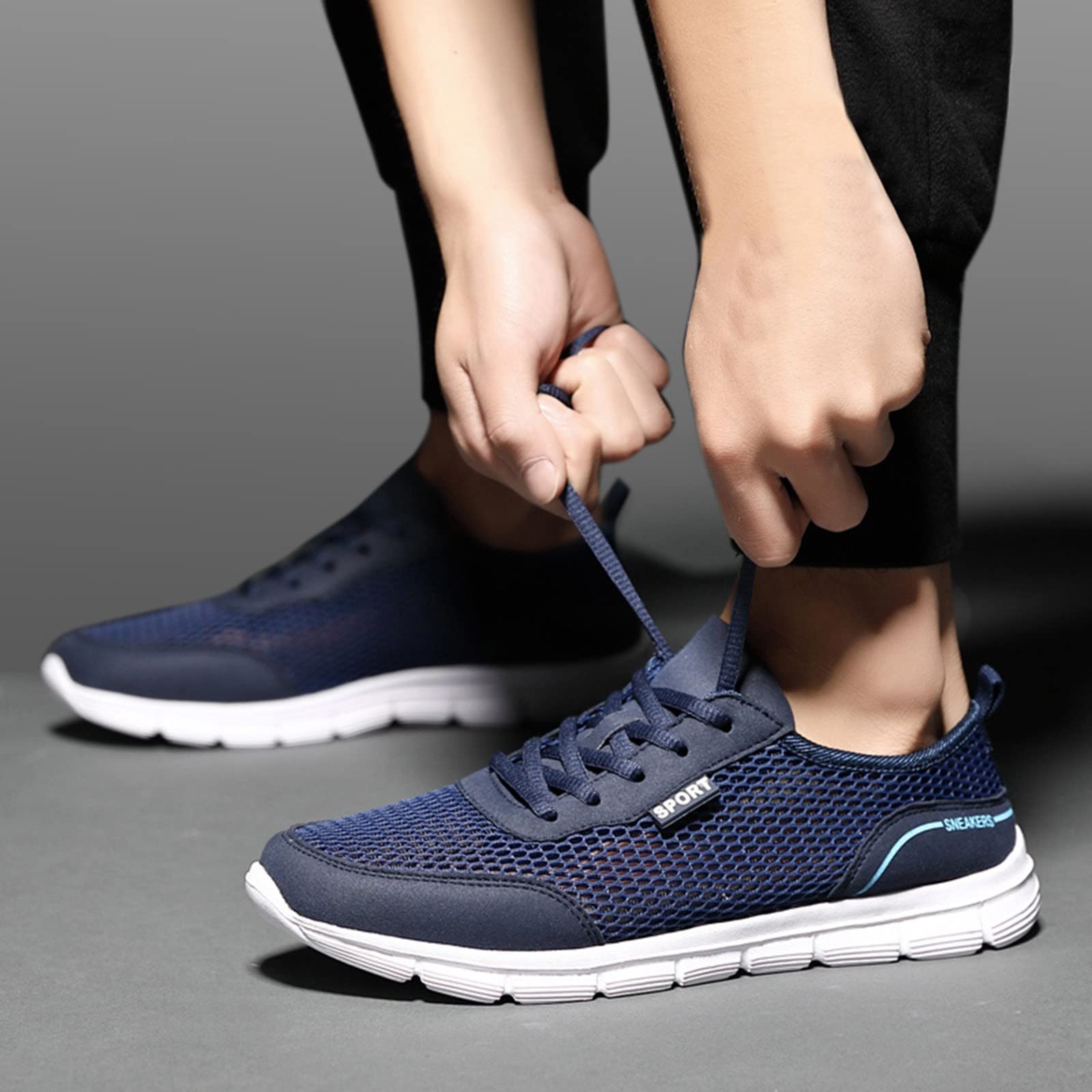 FASDNENDYS Men Summer Lightweight Breathable Casual Shoes Mesh Casual Running Shoes Men's 990 V5 Sneaker Blue