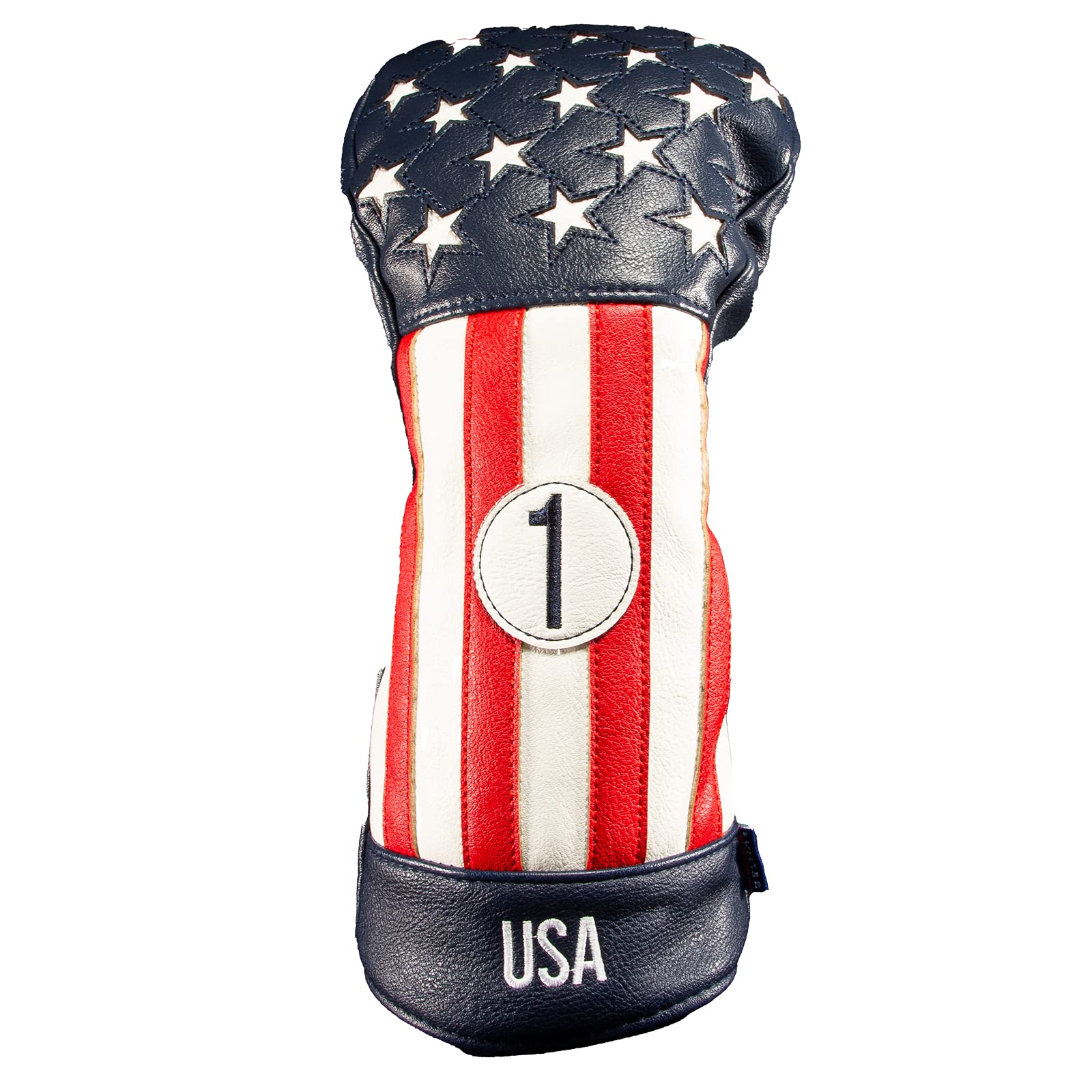 CMC Design Custom Americana Embroidered Golf Driver Head Cover - Glove Soft Lining - Design Elements Include Applique and Embossing - Great Fit on Any Club as Golf Head Covers, Wood Driver Cover