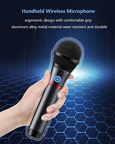 Lococo Wireless Microphone,UHF Metal Rechargeable Handheld Dynamic Mic with USB Receiver Mute Function for Karaoke Party,Computer,Mobile Phone,Amplifier,PA System,Singing Machine