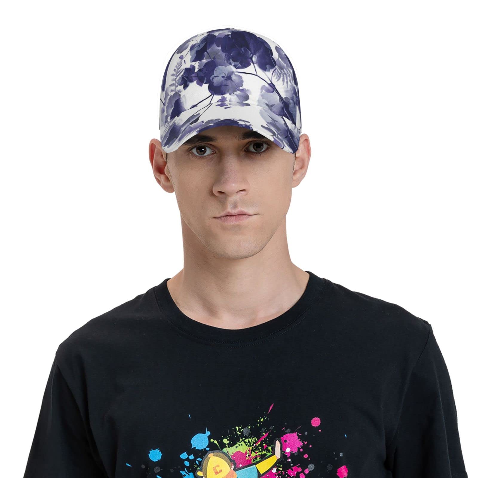 Cyliret Flower Pattern Hats for Women Baseball Cap Fashionable Summer Hat Adjustable Trucker Fitted Casual Sport Running Hats with Ponytail Hole Printing Pattern