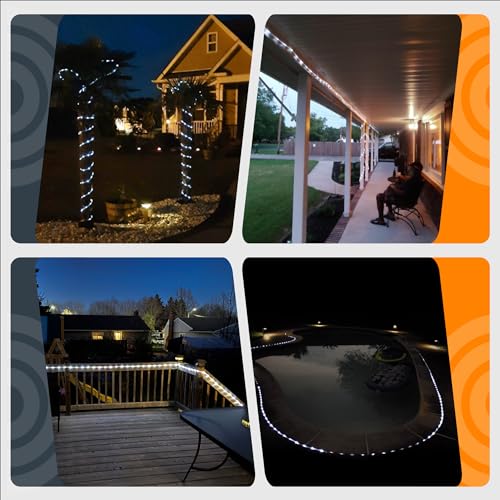 GIGALUMI 2 Pack Solar Rope Lights Outdoor, Each with 100 LEDs 35.7 Feet 8 Modes, Solar Rope String Lights Outdoor, Solar String Lights Outdoor for Garden Fence Patio Yard Party Christmas Decorations