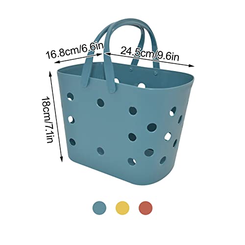 Shopping Basket Soft Portable Picnic Basket Plastic Wash Basket Dirty Clothes Storage Basket Bath (Yellow, One Size)