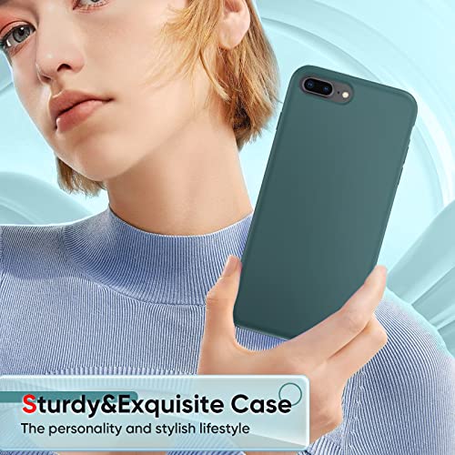 LeYi for iPhone 8 Plus Case: iPhone 7 Plus Case with 2 Pack Tempered Glass Screen Protectors, Shockproof Full-Body Liquid Silicone with Soft Anti-Scratch Microfiber Liner, Greenā¦