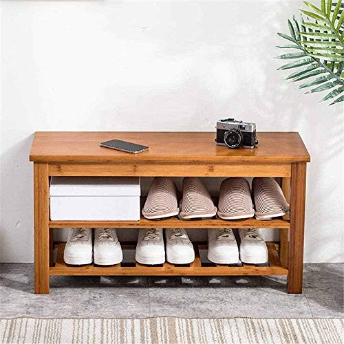 TAZSJG Bamboo Shoe Bench, 3-Tier Shoe Rack, Shoe Storage Organizer with Seat, Ideal for Living Room, Bedroom and Hallway, Easy Assembly