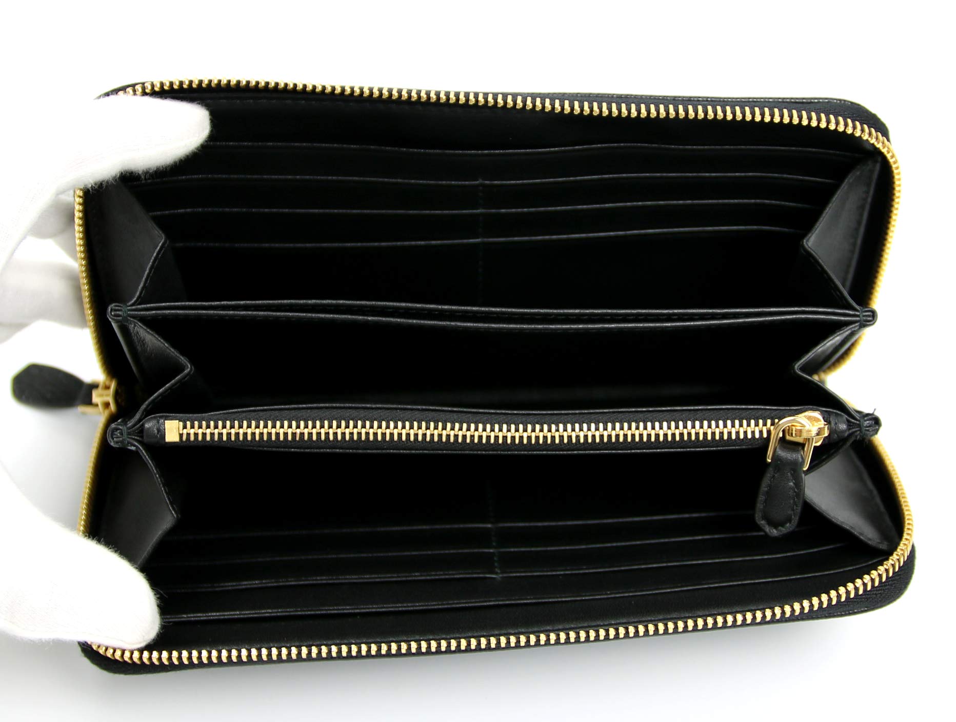 Prada Women's Black Leather Long Wallet 1ml506 Vitello Move Nero Zip Around