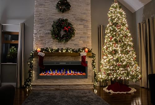 Electric Fireplace - 72 Inch LED Wall or Recessed Fireplace Heater with Front Vent,10 Ember Colors, Touchscreen, and Remote by Northwest (Black)