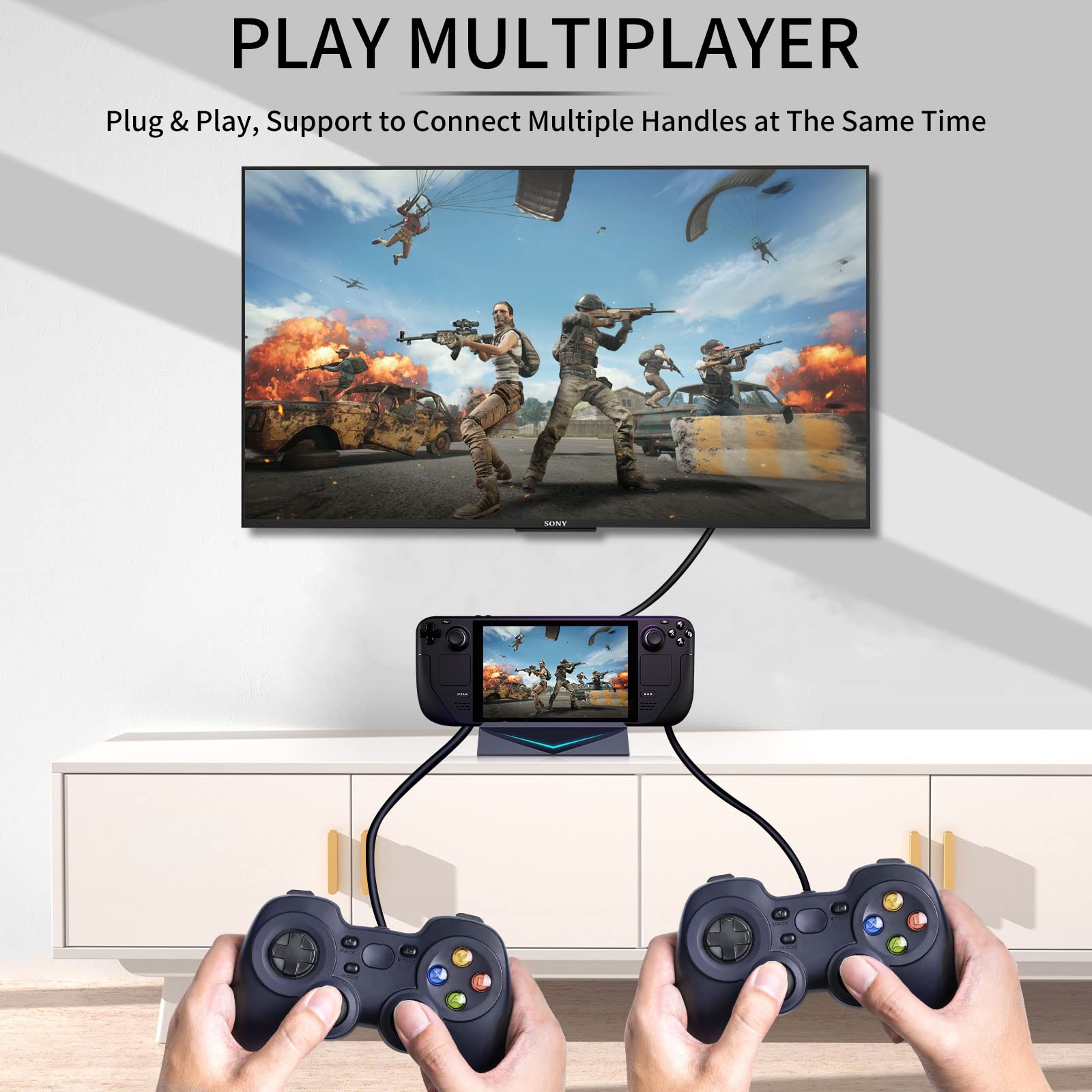 Docking Station for Steam Deck, SIKRO 6-in-1 Hub Steam Deck Dock Stand with 4 USB-A 3.0, HDMI, PD 3.0 Fast Charger USB-C, and Full Speed Charging USB-C Port Designed for Valve Steam Deck