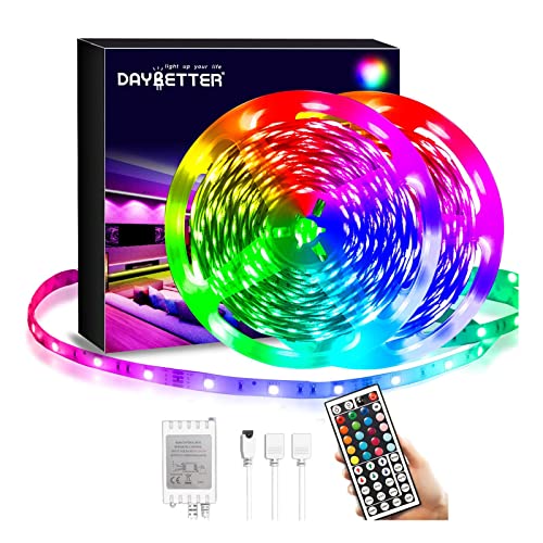 DAYBETTER Led Strip Lights 40ft, RGB Color Changing Led Strips with 44 Keys Remote Control for Room, Bedroom, Suitable for Easter Decor, Living Room, Kitchen, Home Party Decoration, 12V