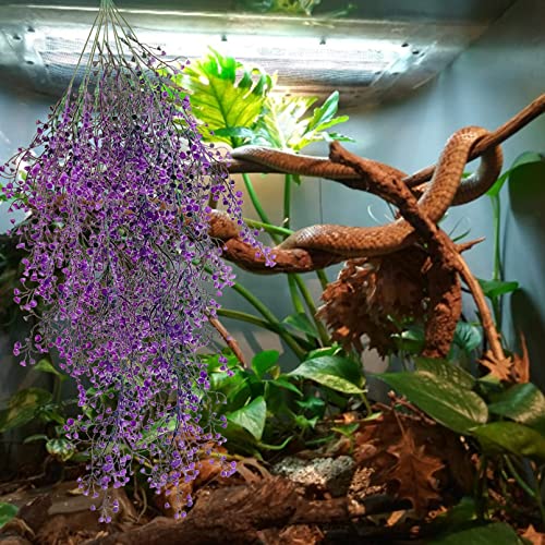 MUYG 2 PCS Reptile Plants for Terrarium, Plastic Hanging Plant with Suction Cup for Bearded Dragon Lizard Gecko Chameleon Tank Habitat Decoration