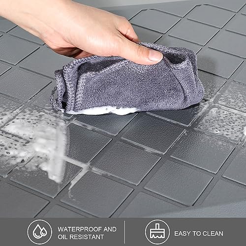 WEZVIX Cushioned Kitchen Mat 2 PCS, Anti Fatigue Kitchen Rugs, Heavy Duty Kitchen Rugs and Mats Non-Skid, Ergonomic Comfort Foam Kitchen Floor Mat for Home, Office, Sink, Laundry - Grey