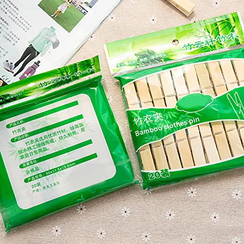 OLEQE 20 Wooden clothespins, Natural Birch Rust-Proof and Moisture-Proof clothespins, Bamboo clothespins and Windproof clothespins for Outdoor Balconies