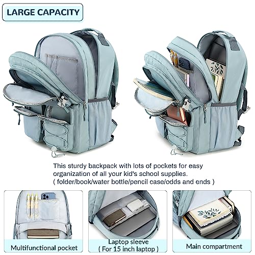 Lohol Water Resistant Daypack with Mulitiple Pockets for Travel Outdoor College, 15.6 inch Laptop Backpack for Men and Women (Grey